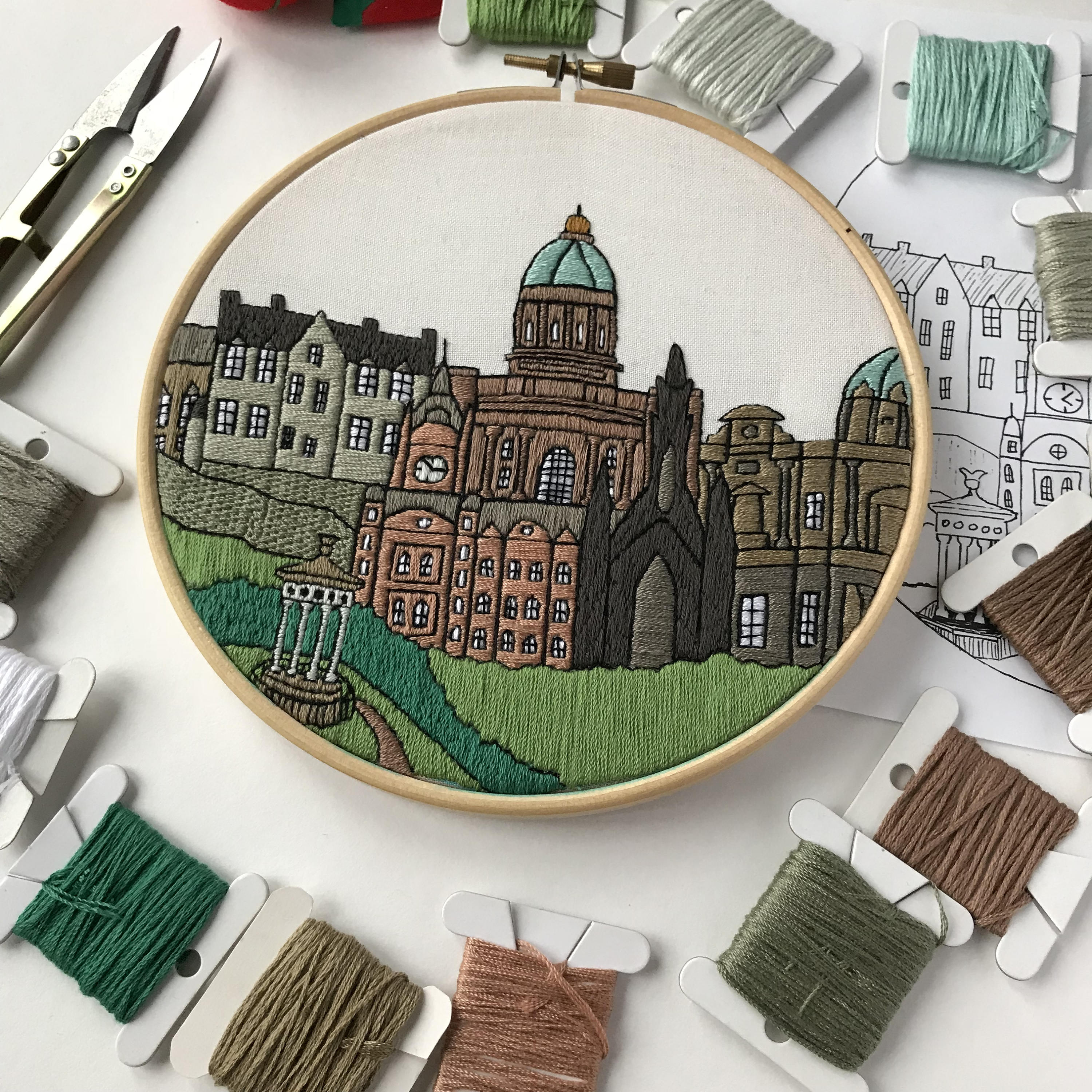 Edinburgh Scotland United Kingdom. Hand Embroidery Pattern | Etsy