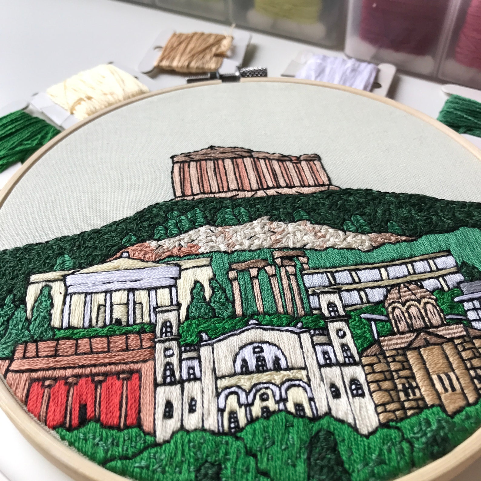 Athens Greece. Hand Embroidery Pattern PDF. Embroidery Hoop | Etsy