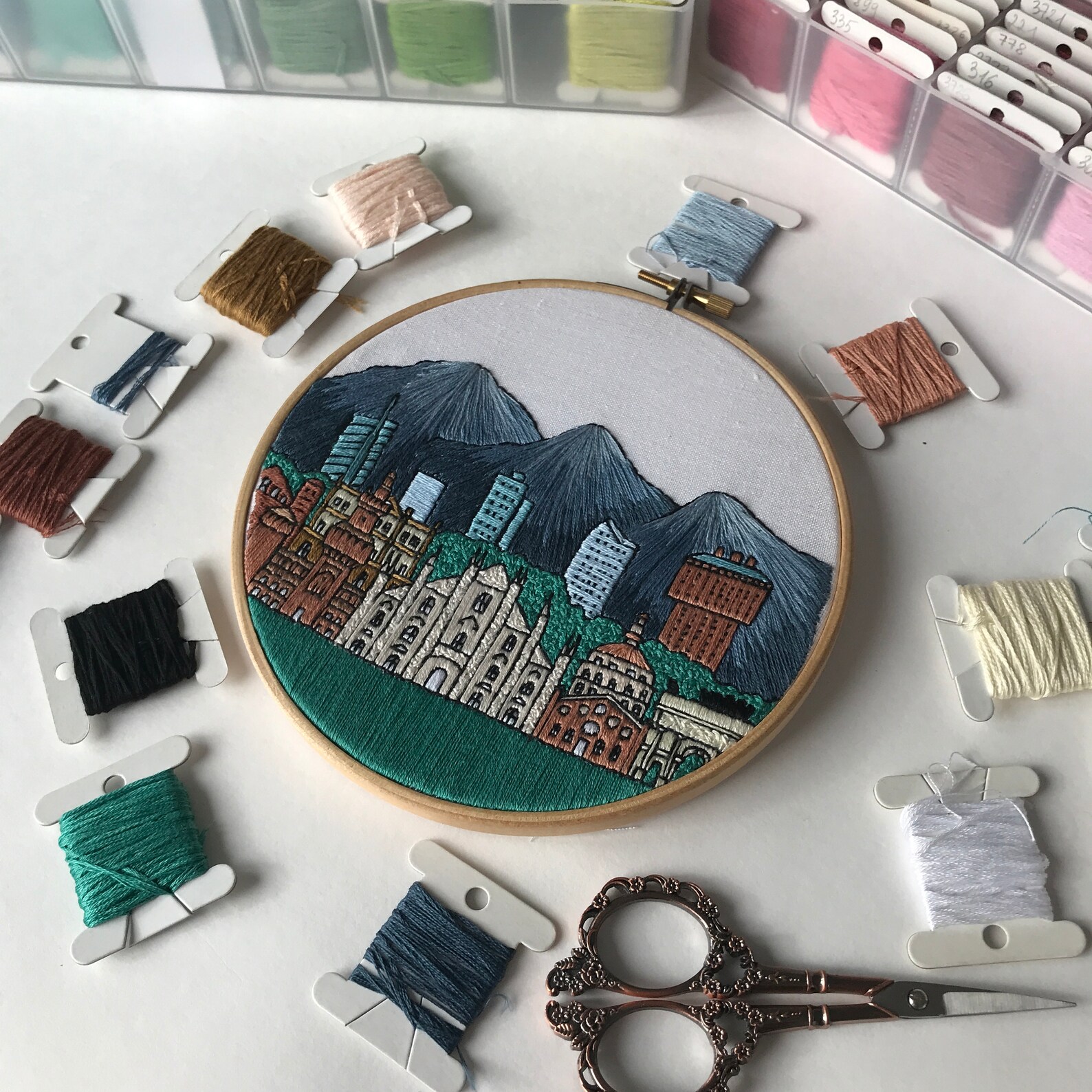 Milan Italy. Hand Embroidery Pattern PDF. DIY Embroidery Hoop - Etsy