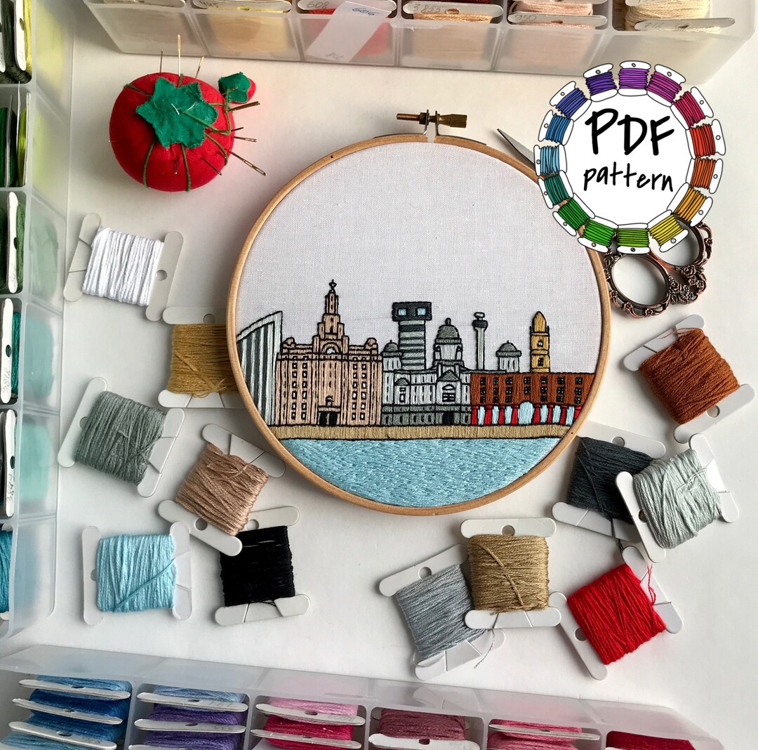 Liverpool, United Kingdom. Hand Embroidery Pattern PDF. DIY Embroidery ...