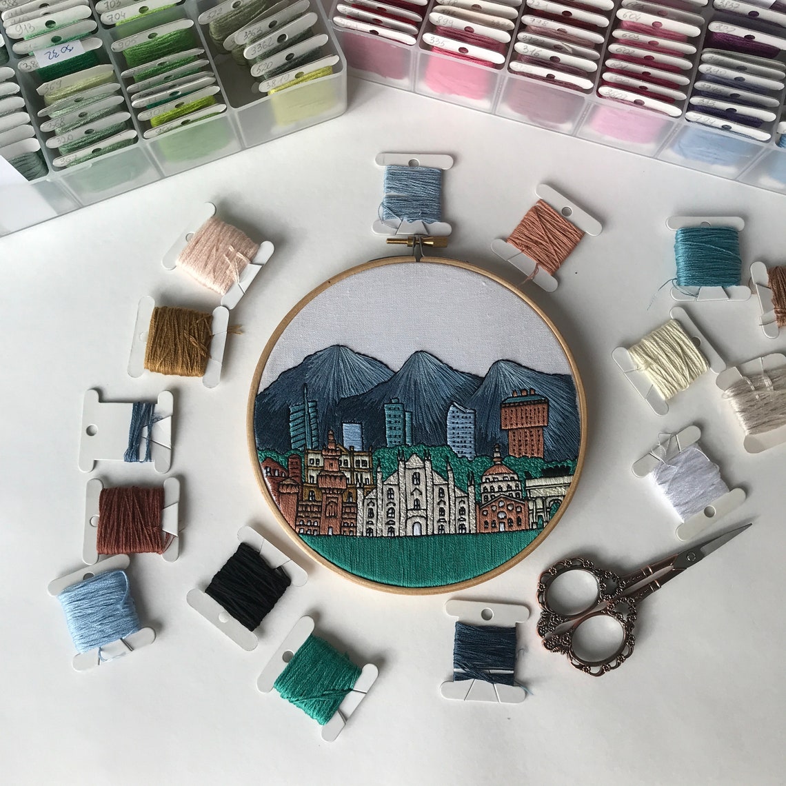 Milan Italy. Hand Embroidery Pattern PDF. DIY Embroidery Hoop - Etsy