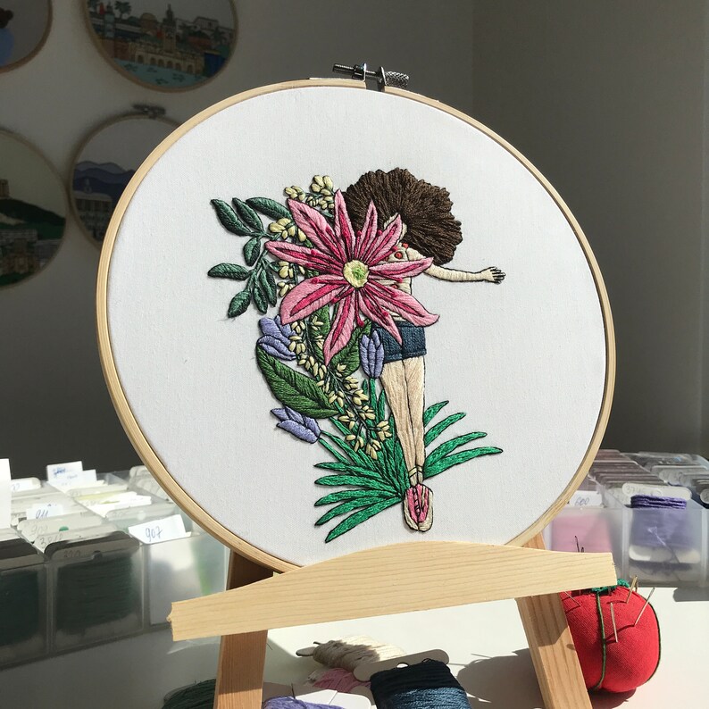 Girl and Flowers 7. Hand Embroidery Pattern PDF. DIY. Embroidery Hoop ...