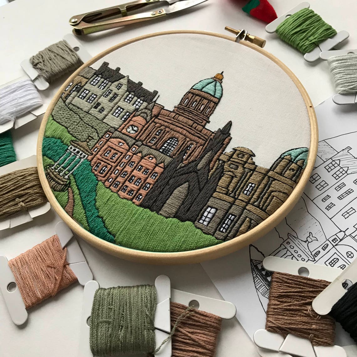 Edinburgh Scotland United Kingdom. Hand Embroidery Pattern | Etsy