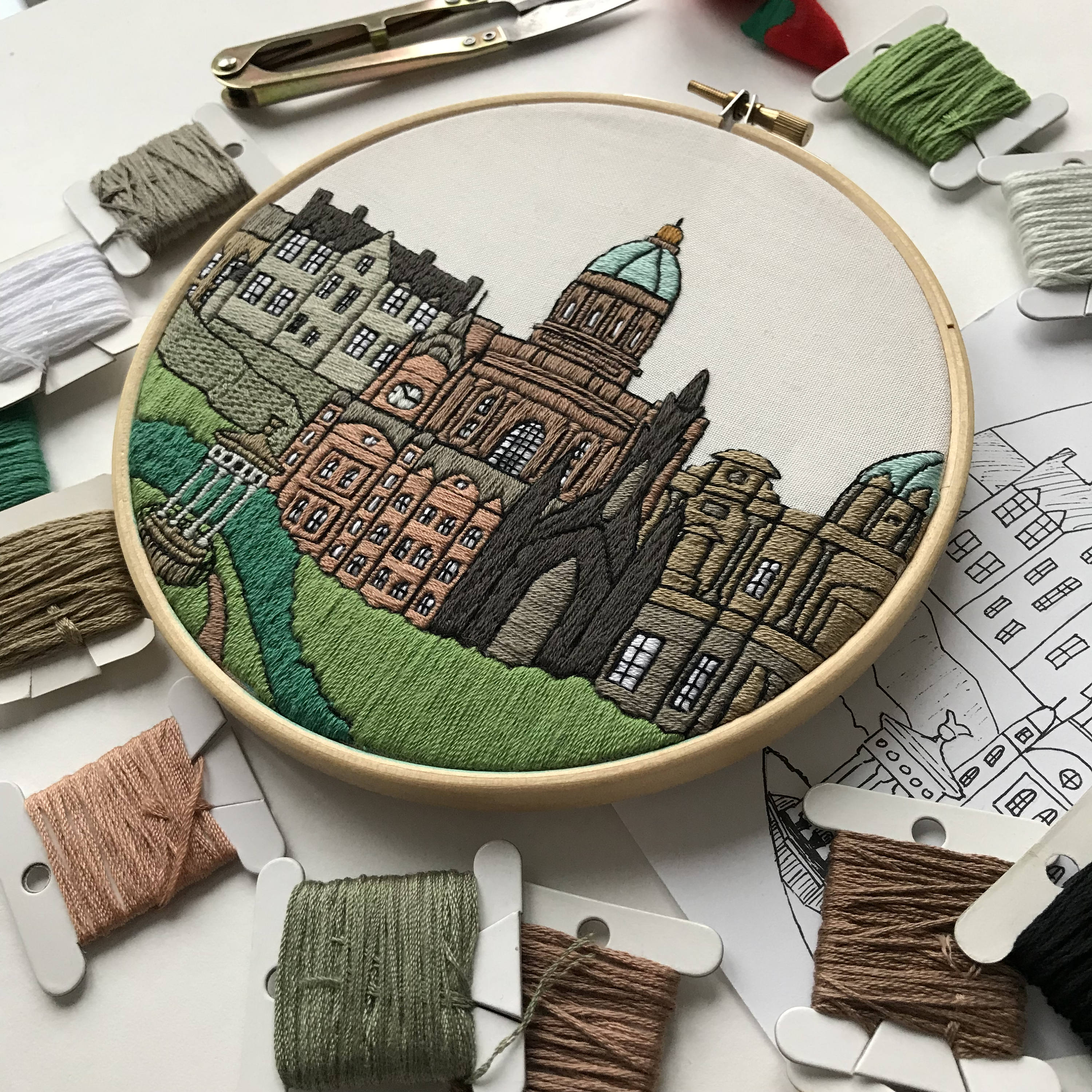 Edinburgh Scotland United Kingdom. Hand Embroidery Pattern | Etsy