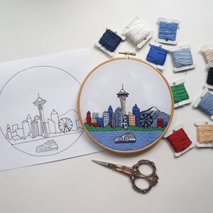 Seattle WA, United States. Hand Embroidery Pattern PDF. DIY. Embroidery ...