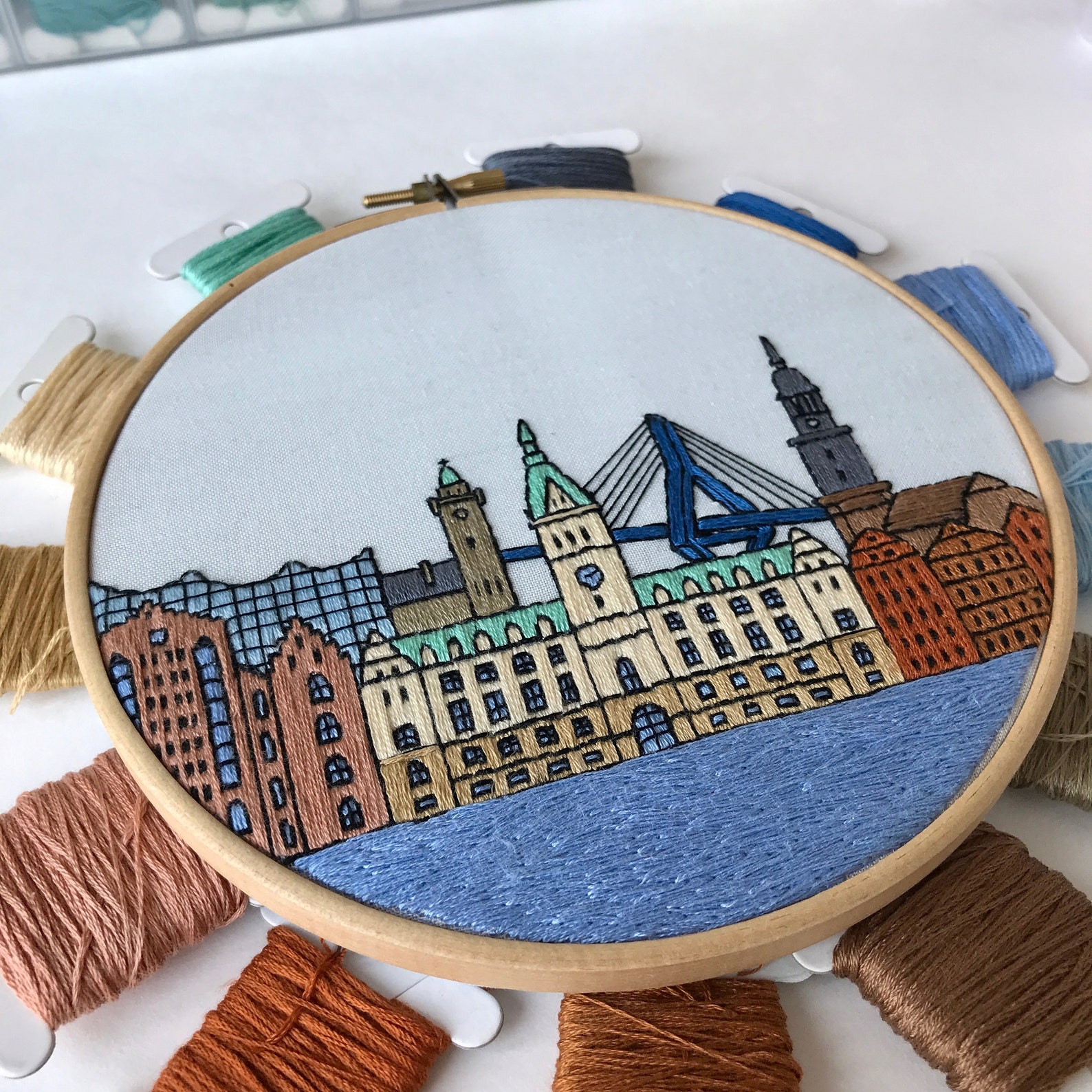 Hamburg Germany. Hand Embroidery Pattern PDF. DIY. Embroidery | Etsy