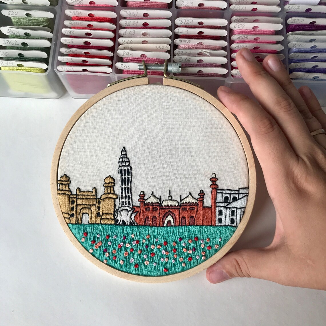 Lahore Pakistan. Hand Embroidery Pattern PDF. Embroidery Hoop - Etsy
