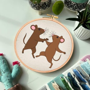 Dancing Rats Hand Embroidery Pattern PDF – Funny Animal Art, Whimsical ...
