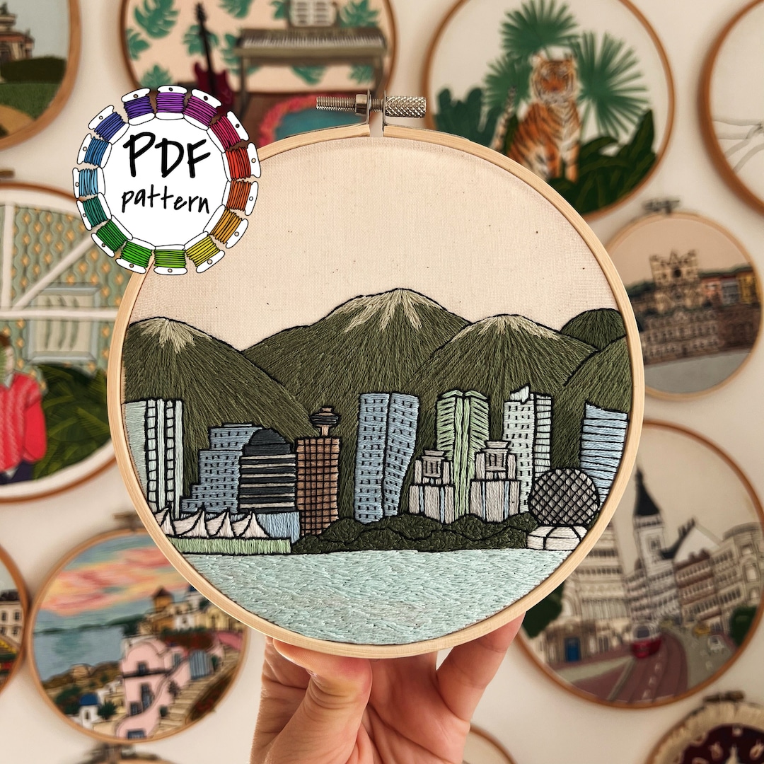 Vancouver, Canada. Hand Embroidery Pattern PDF. DIY Embroidery Art ...