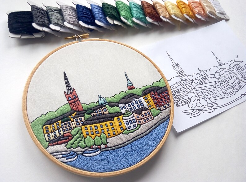 Stockholm Sweden. Hand Embroidery Pattern PDF. DIY. - Etsy