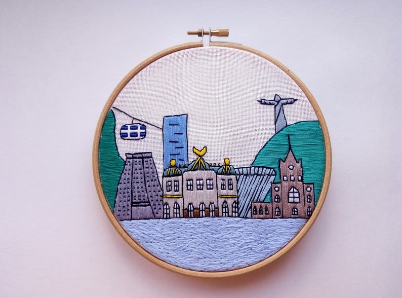 Rio de Janeiro Brazil. Hand Embroidery pattern PDF. DIY. - Etsy España