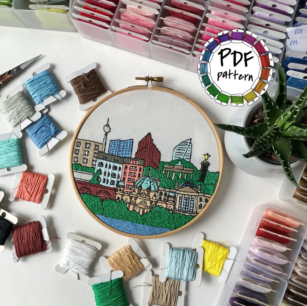 Berlin, Germany. Hand Embroidery Pattern PDF. DIY Embroidery Art ...