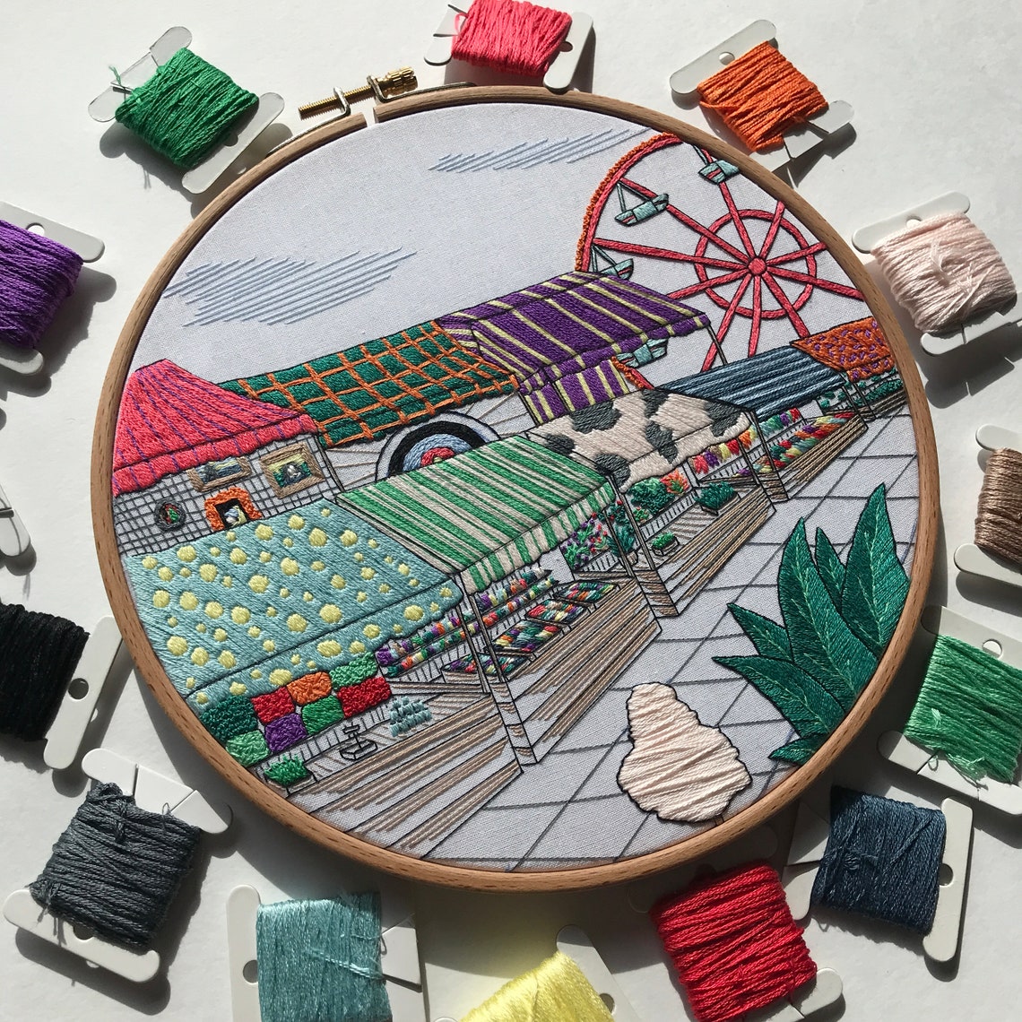 Fair scene embroidery pattern. Market scene. Hand Embroidery | Etsy