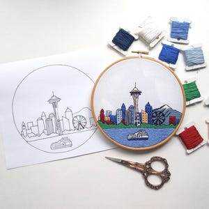 Seattle WA, United States. Hand Embroidery Pattern PDF With Embroidery ...