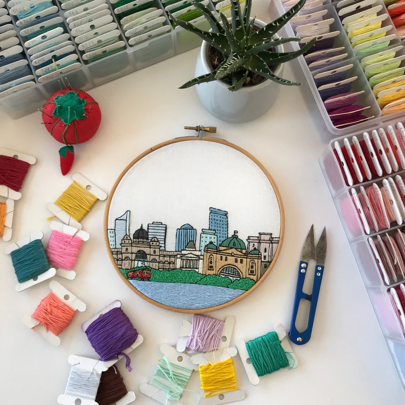 Melbourne Australia. Hand Embroidery Pattern PDF. DIY. | Etsy