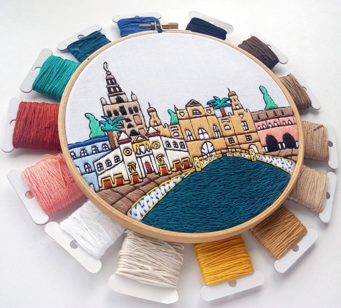 Seville Spain. Hand Embroidery Pattern PDF. DIY. Embroidery | Etsy