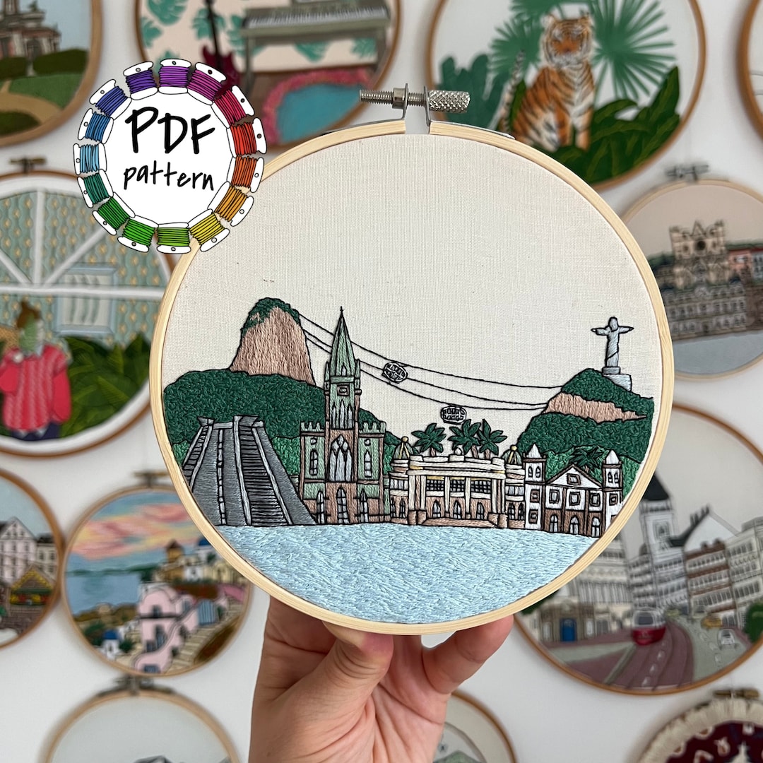 Rio De Janeiro, Brazil. Hand Embroidery Pattern PDF. DIY Embroidery Art ...