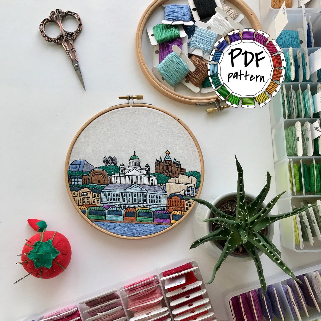 Helsinki, Finland. Hand Embroidery Pattern PDF. DIY Embroidery Art ...