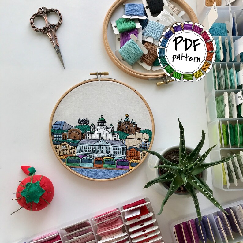 Helsinki Finland. Hand Embroidery Pattern PDF. Diy.embroidery | Etsy