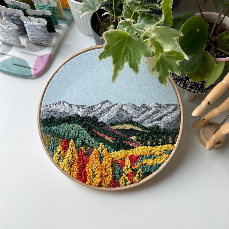 Mountain Range and Autumn Forest Embroidery Pattern. Hand - Etsy