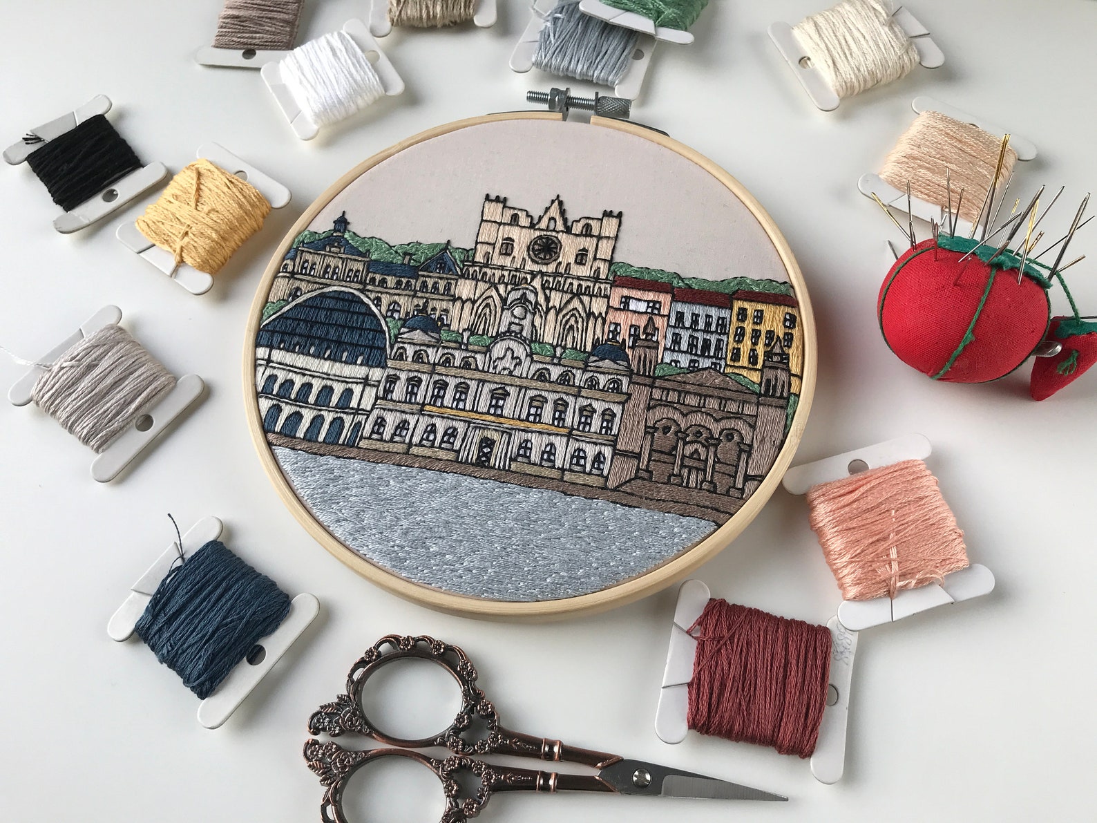 Lyon France. Hand Embroidery Pattern PDF. Embroidery Hoop | Etsy