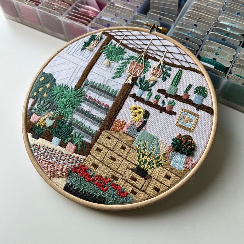 Inside the Flower Shop. Hand Embroidery Pattern PDF. DIY. Embroidery ...