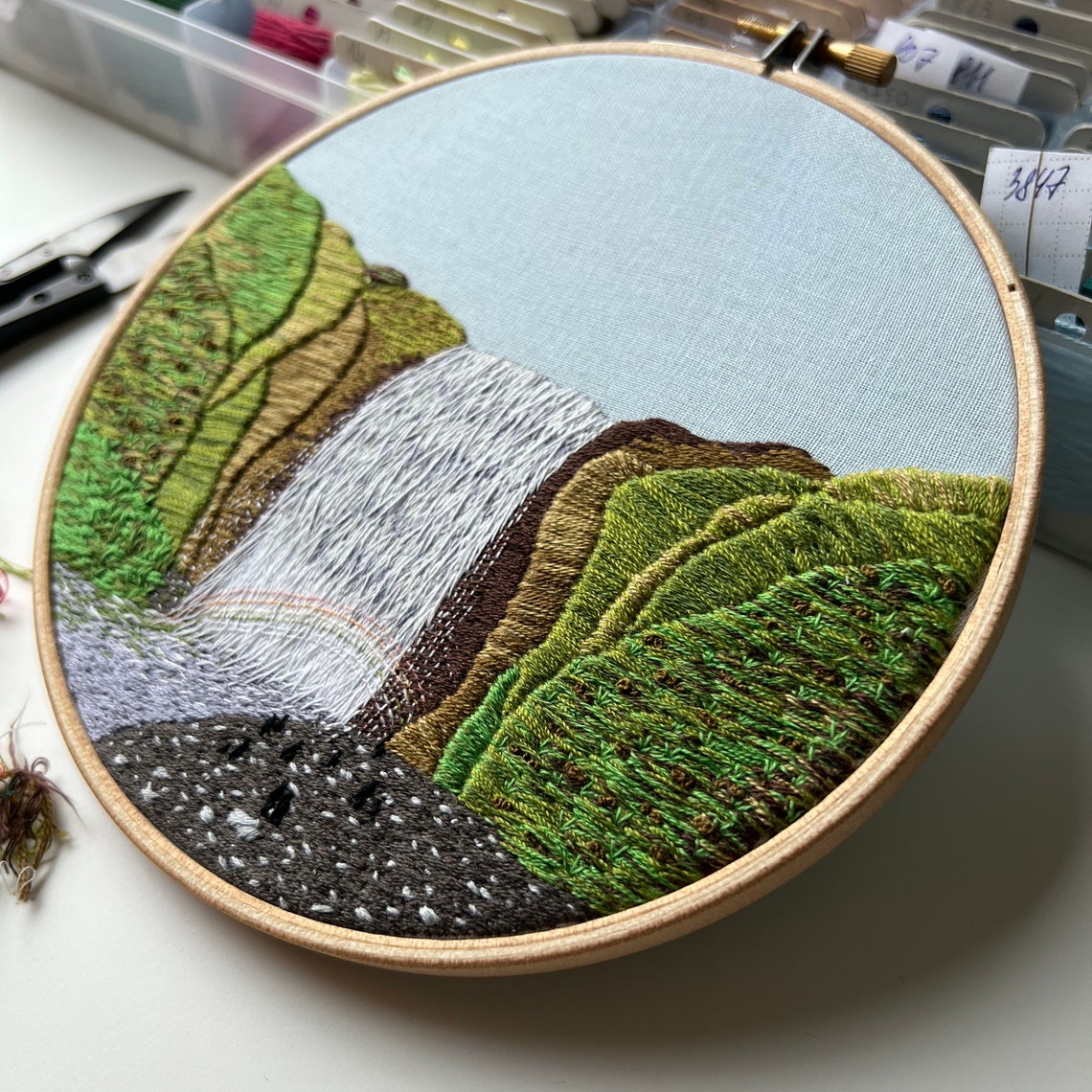 Waterfall Landscape Hand Embroidery Pattern. Hand Embroidery - Etsy