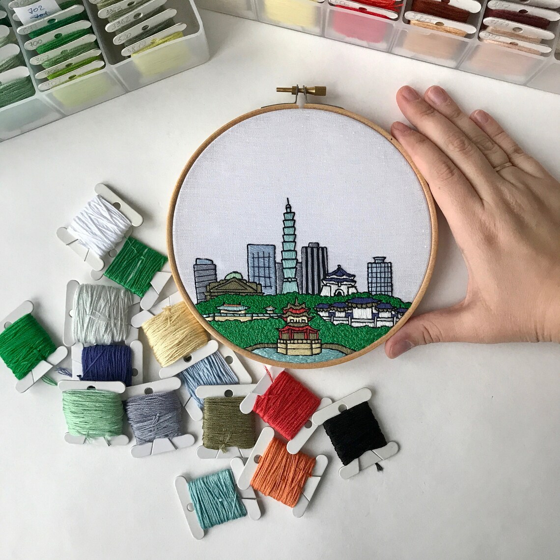 Taipei Taiwan. Hand Embroidery Pattern PDF. DIY. Embroidery - Etsy