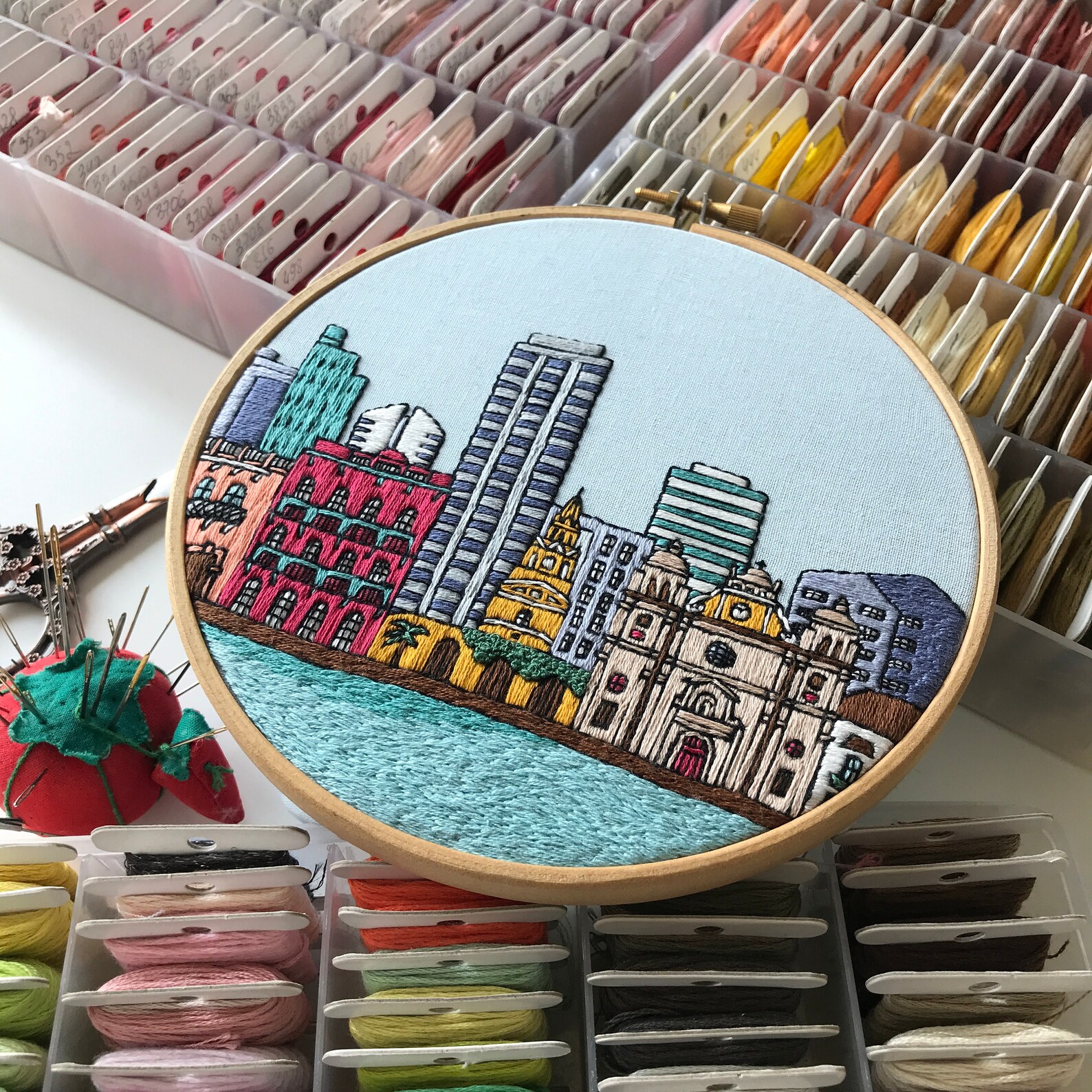 Cartagena Colombia. Hand Embroidery Pattern PDF. Embroidery | Etsy