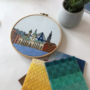 Hamburg, Germany. Hand Embroidery Pattern PDF. DIY. Embroidery Hoop Art ...