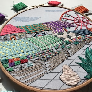 Fair Scene Embroidery Pattern. Market Scene. Hand Embroidery Pattern ...