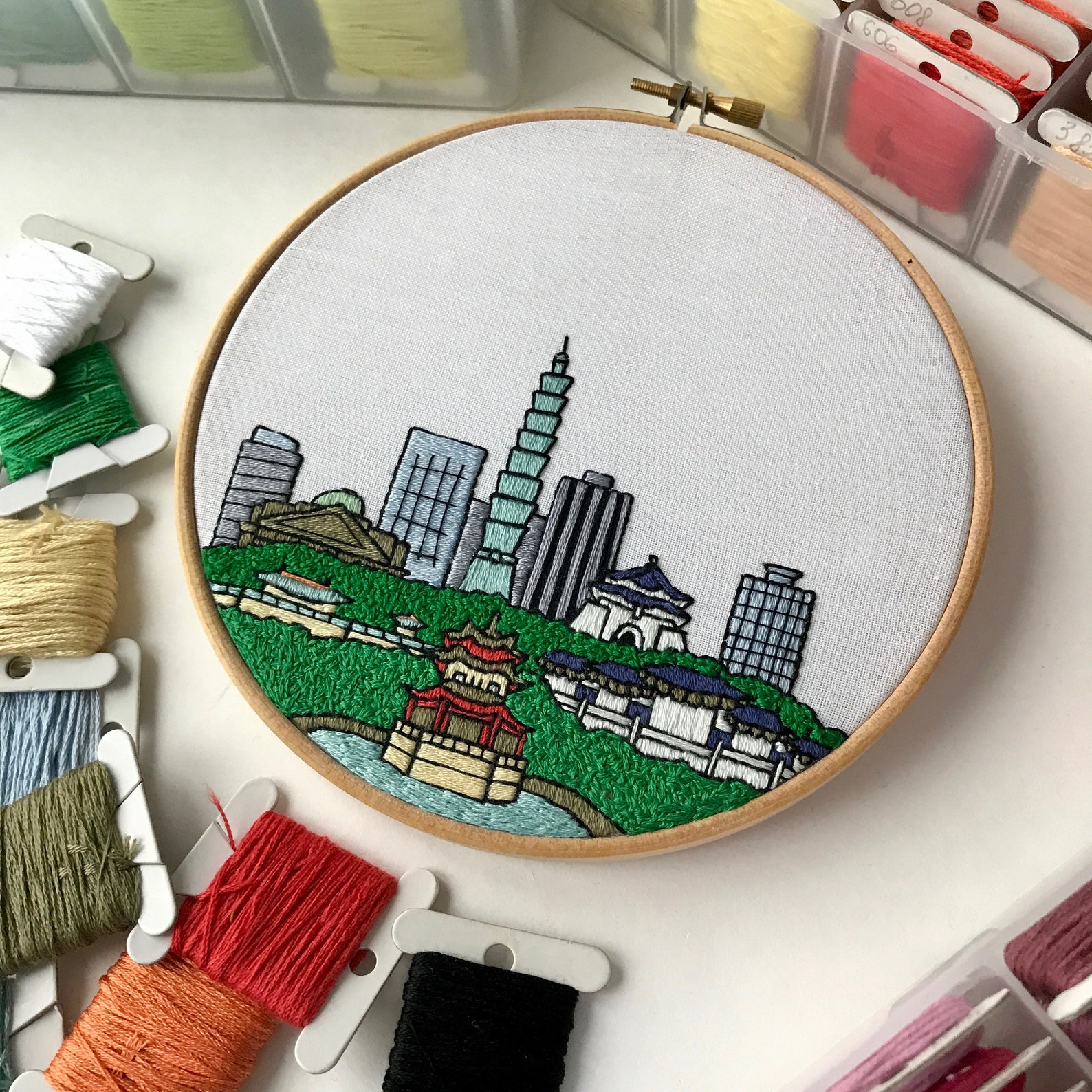 Taipei, Taiwan. Hand Embroidery Pattern PDF. DIY. Free Embroidery Guide ...