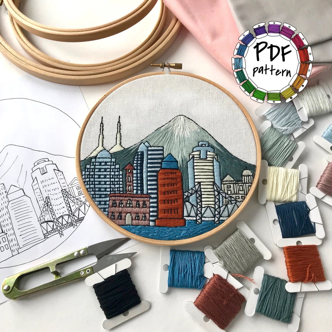 Portland OR, United States. Hand Embroidery Pattern PDF With Embroidery ...