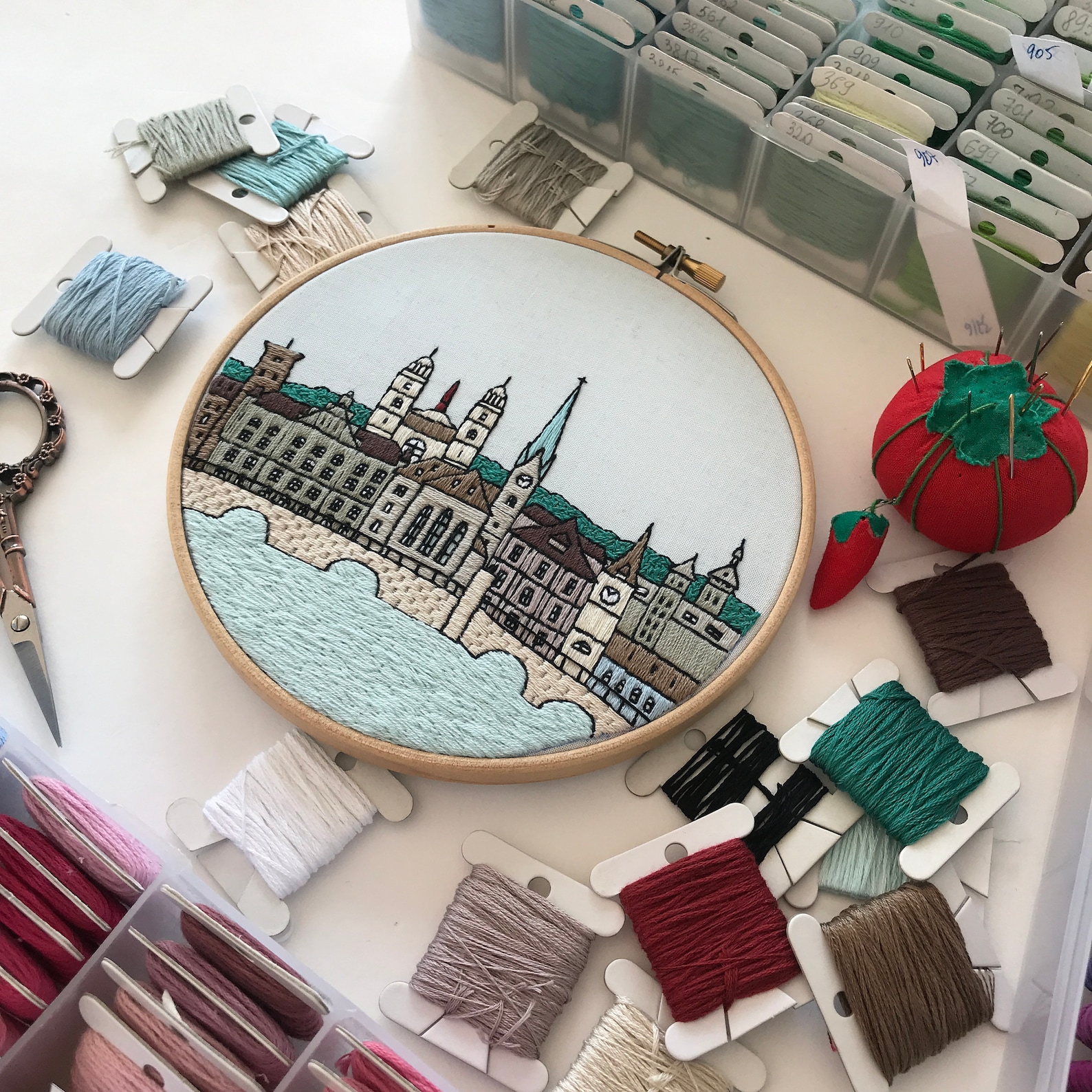 Zurich, Switzerland. Hand Embroidery Pattern PDF. DIY Embroidery Art ...