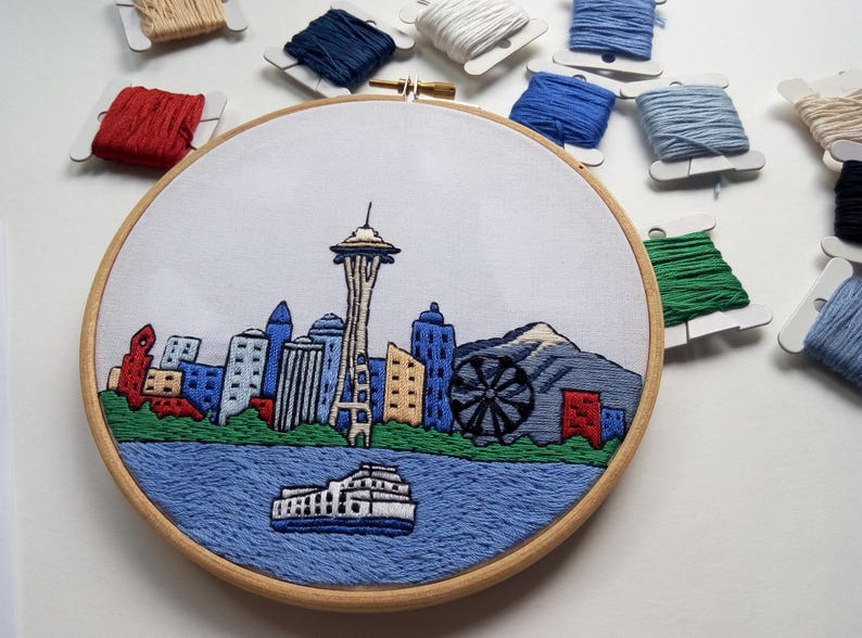 Seattle WA United States. Hand Embroidery Pattern PDF. DIY. - Etsy