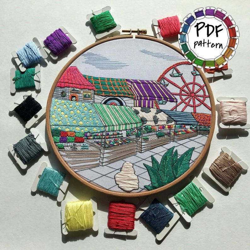 Fair Scene Embroidery Pattern. Market Scene. Hand Embroidery - Etsy
