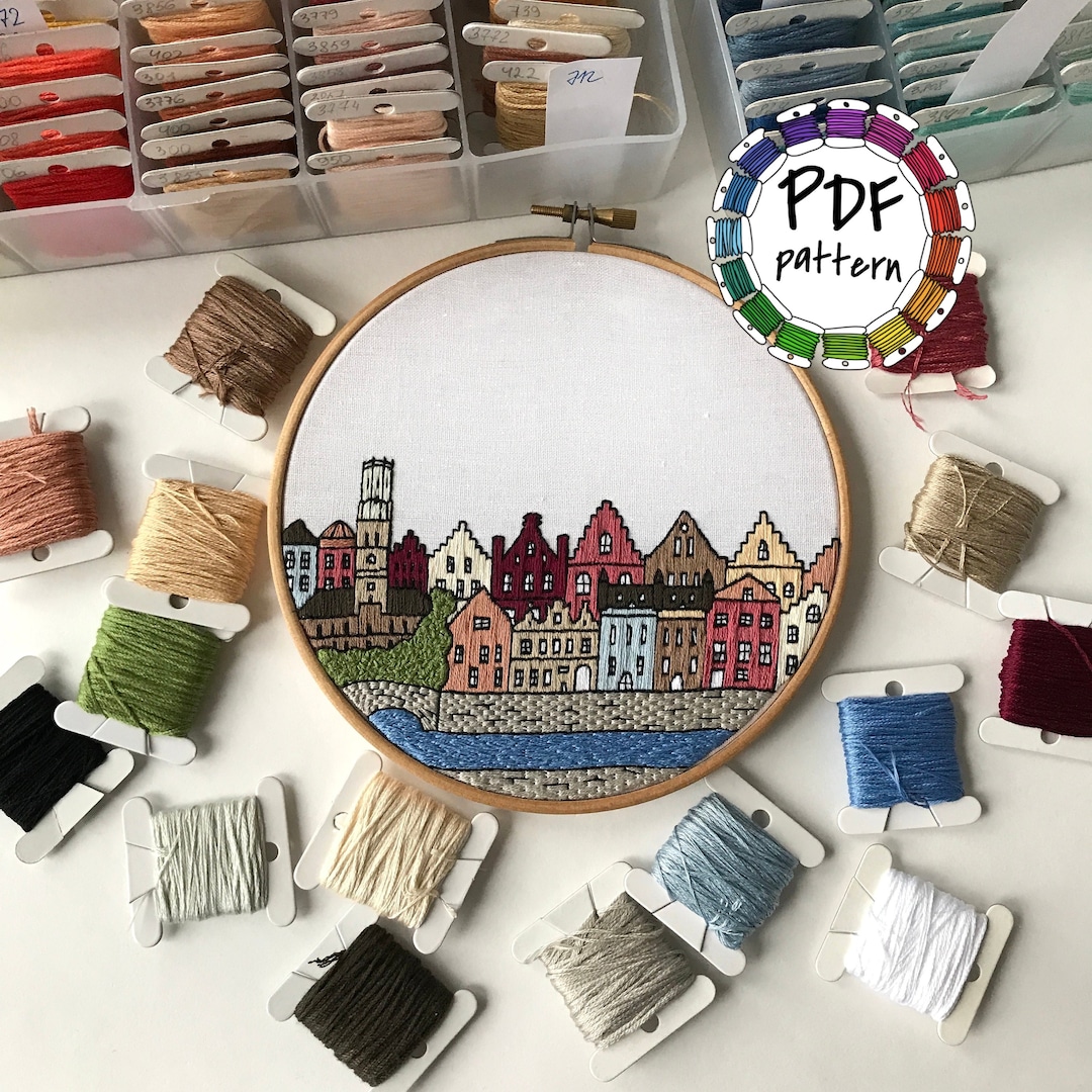 Bruges (brugge), Belgium. Hand Embroidery Pattern PDF. DIY Embroidery ...