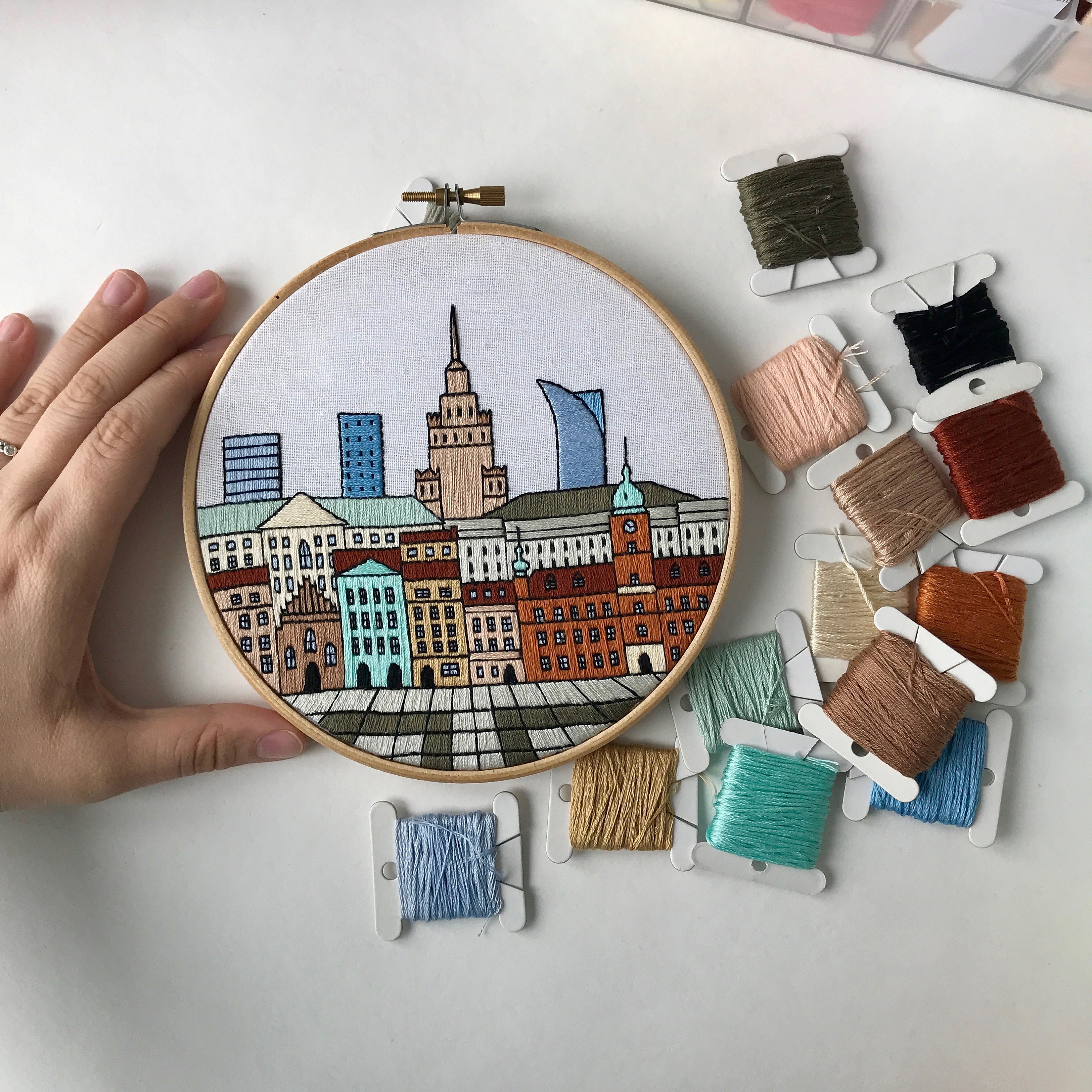 Warsaw Poland. Hand Embroidery Pattern PDF. DIY. Embroidery | Etsy