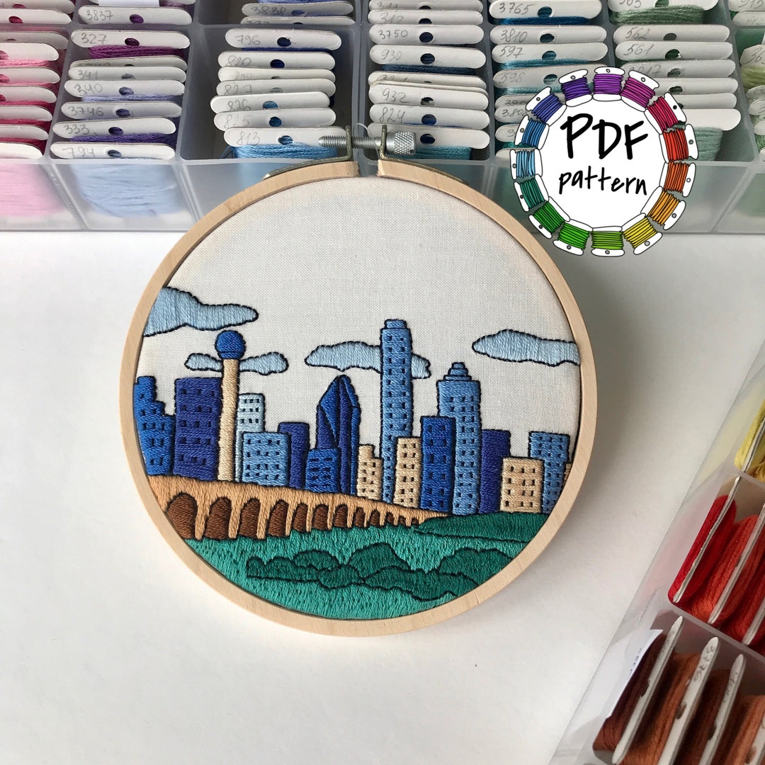 Dallas TX, United States. Hand Embroidery Pattern PDF. DIY. Embroidery ...