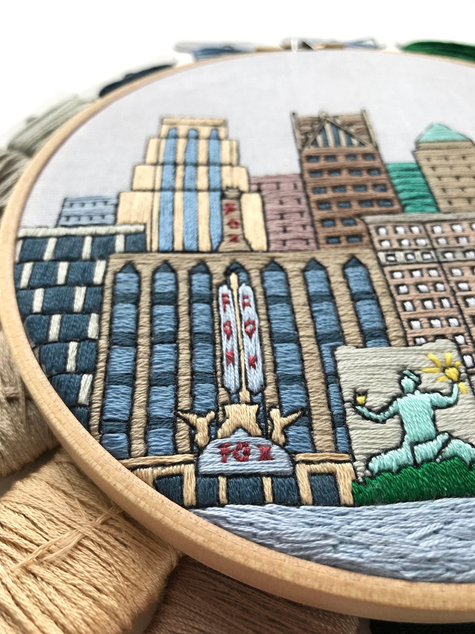 Detroit MI United States. Hand Embroidery pattern PDF. DIY. | Etsy