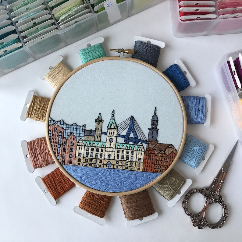Hamburg Germany. Hand Embroidery Pattern PDF. DIY. Embroidery - Etsy Sweden