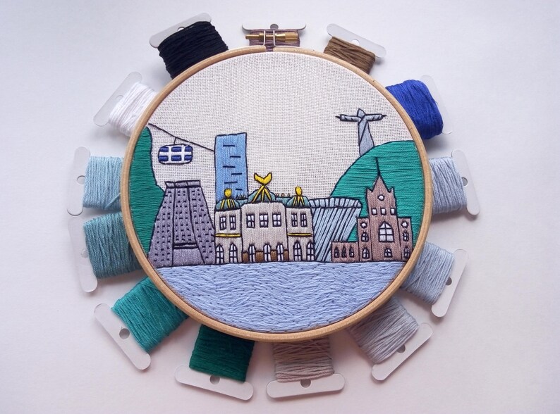 Rio de Janeiro Brazil. Hand Embroidery pattern PDF. DIY. - Etsy España