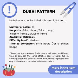 Dubai, United Arab Emirates. Hand Embroidery Pattern PDF. DIY ...