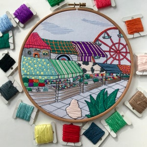 Fair Scene Embroidery Pattern. Market Scene. Hand Embroidery Pattern ...