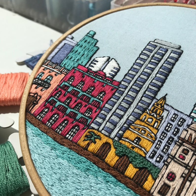 Cartagena, Colombia. Hand Embroidery Pattern PDF With Embroidery Guide ...