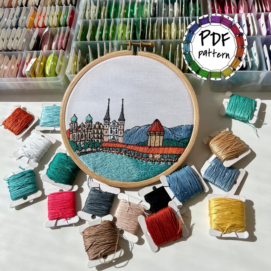 Lucerne, Switzerland. Hand Embroidery Pattern PDF With Embroidery Guide ...