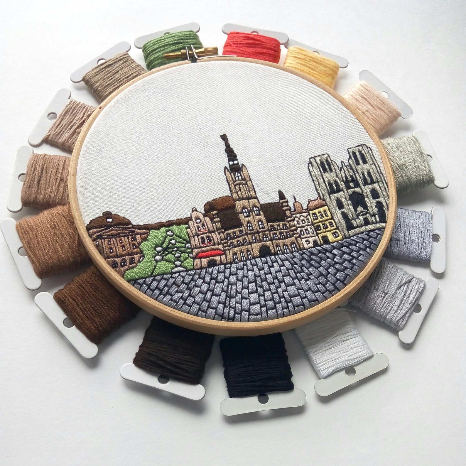 Brussels Belgium. Hand Embroidery Pattern PDF. DIY. | Etsy