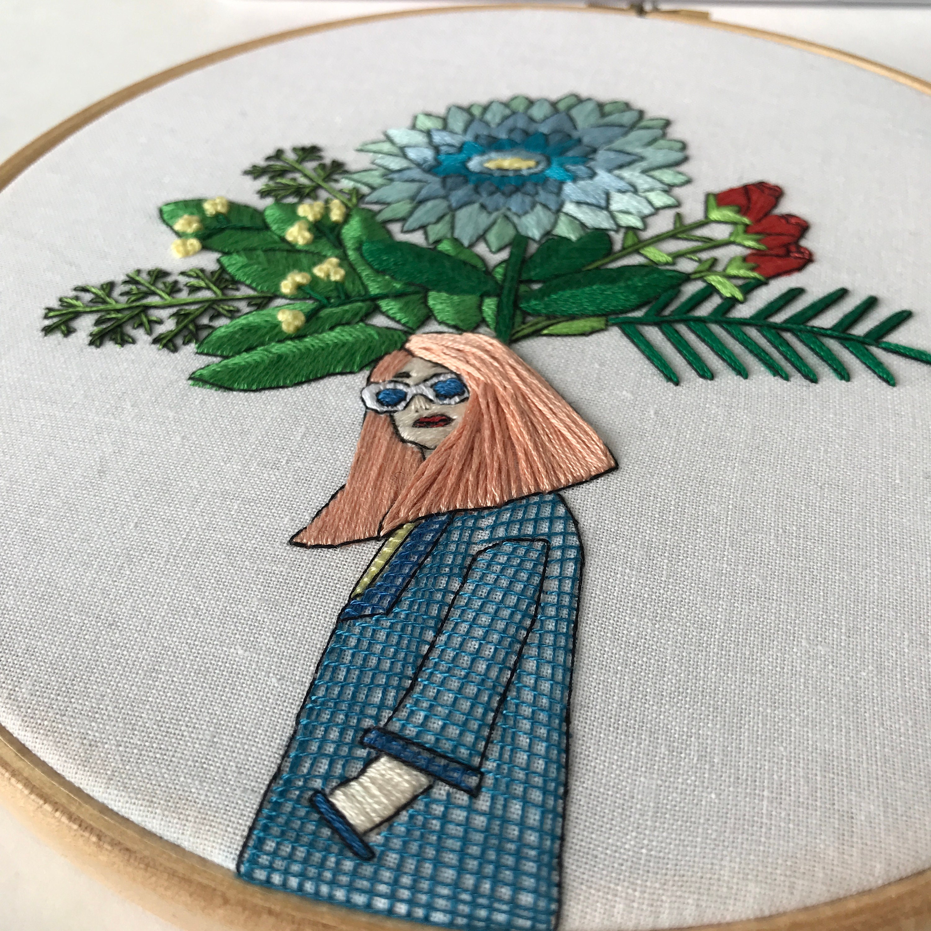 Girl and Flowers 3. Hand Embroidery Pattern PDF With Stitch Guide - Etsy