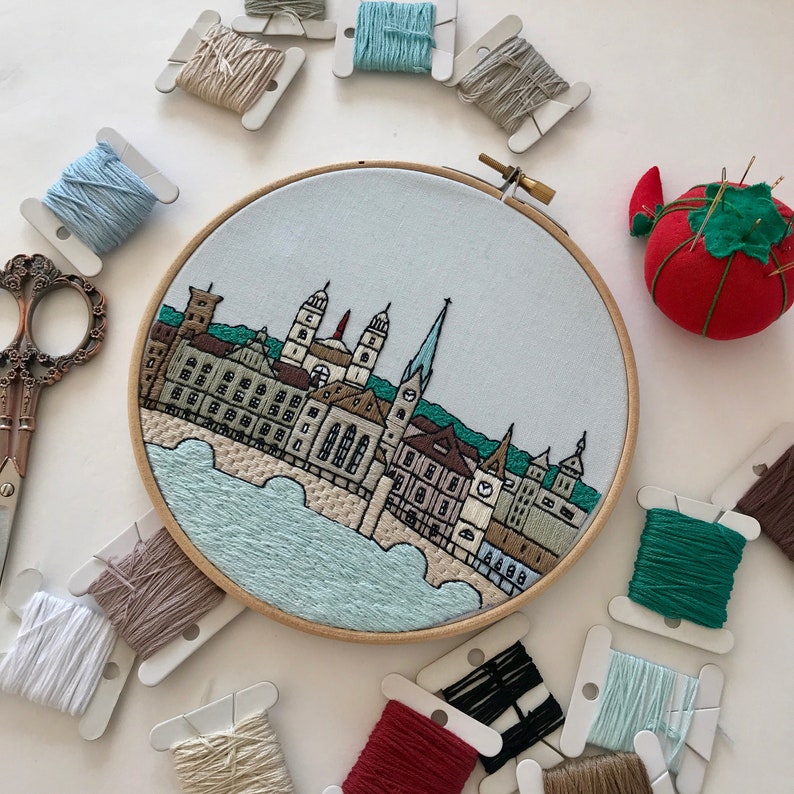 Zurich Switzerland. Hand Embroidery Pattern PDF. DIY. - Etsy