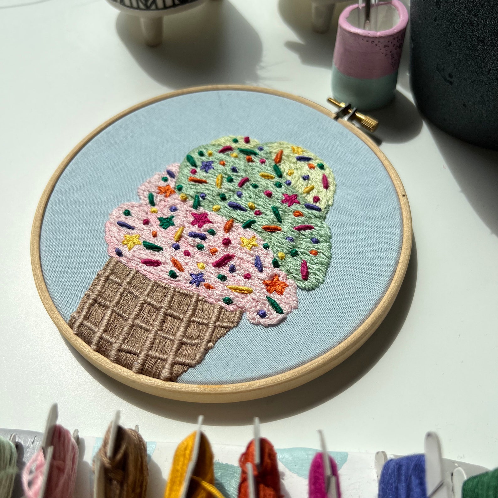 Ice Cream Cone Hand Embroidery Pattern. Hand Embroidery - Etsy